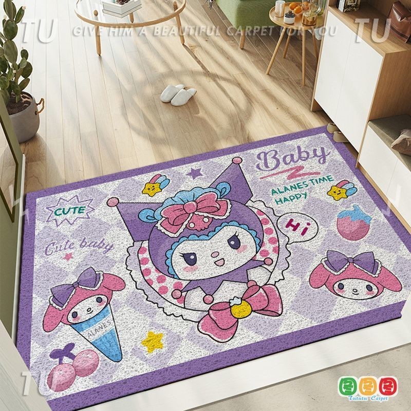 New Style Silk Circle Cartoon Entry Home Floor Mat Strawberry Bear ...