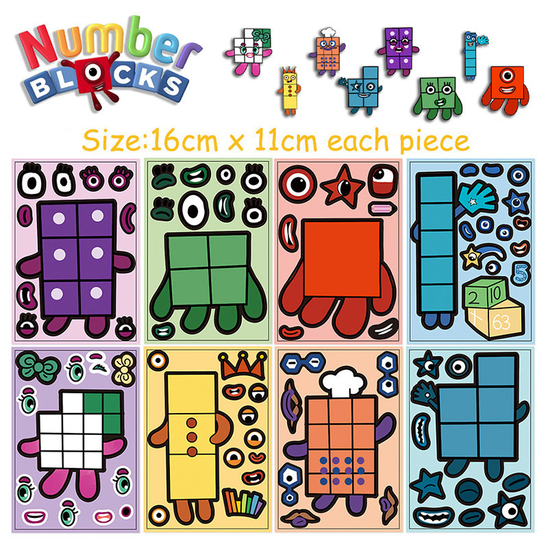 New Animation Numberblocks Theme Toy Puzzle Sticker Children's DIY ...