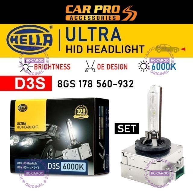 HELLA D3S Ultra HID Headlight Bulb6000k White Set 2pcs | Shopee Malaysia