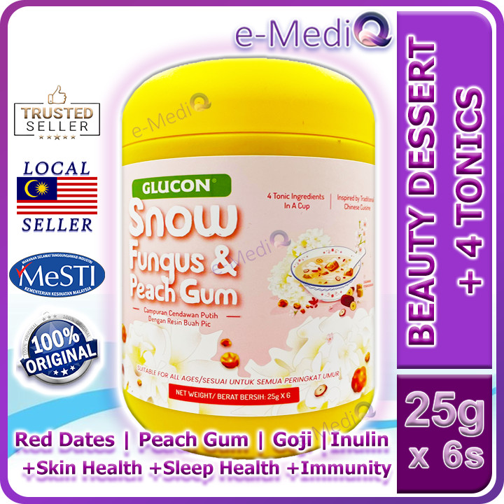 Glucon Snow Fungus and Peach Gum 雪耳桃胶羹 25g x 6 sachets [Skin ...