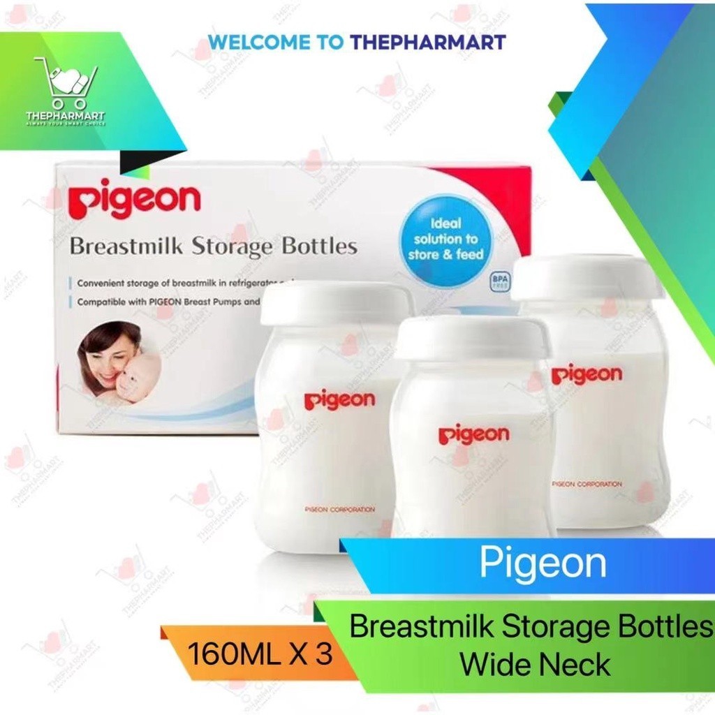 Pigeon Breastmilk Storage Bottles WIDE NECK (160ml x 3 Pcs) | Shopee Malaysia