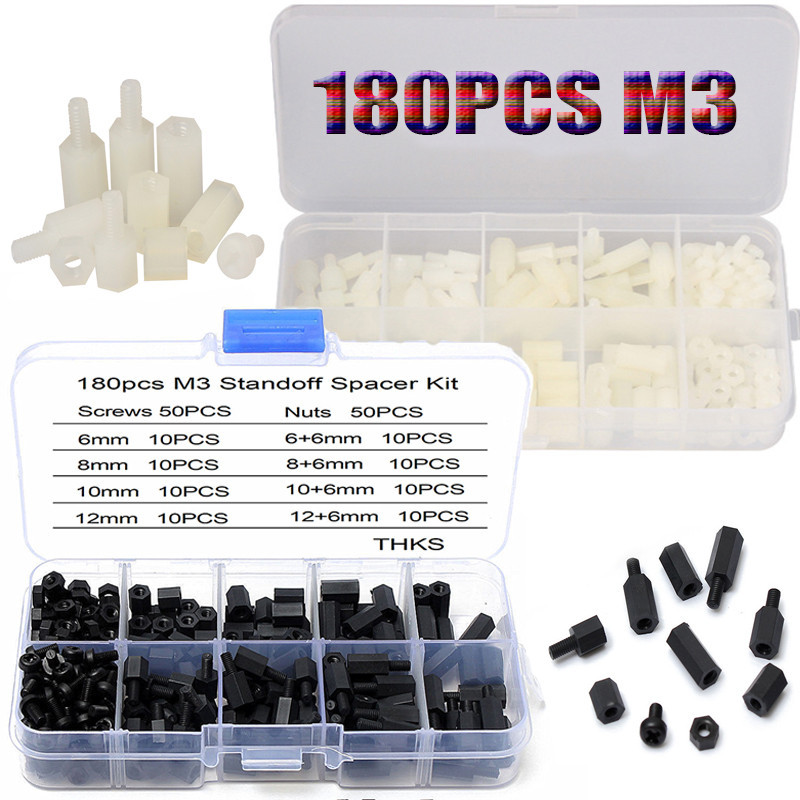 180pcs M3 Nylon Hex Spacers Stand-off Nut Plastic Accessories ...