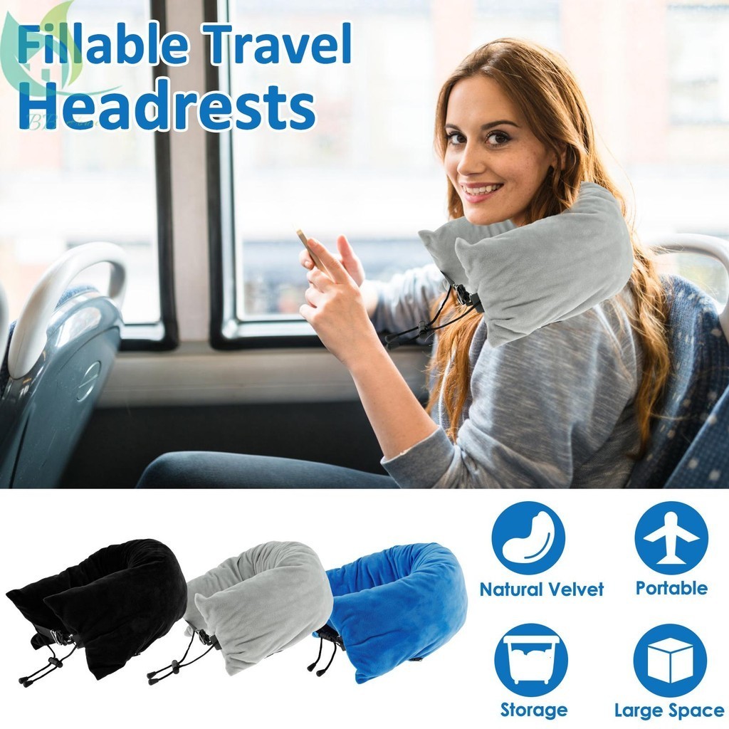 Stuffable Neck Pillow with Shoulder Strap Velvet Stuffable Travel ...