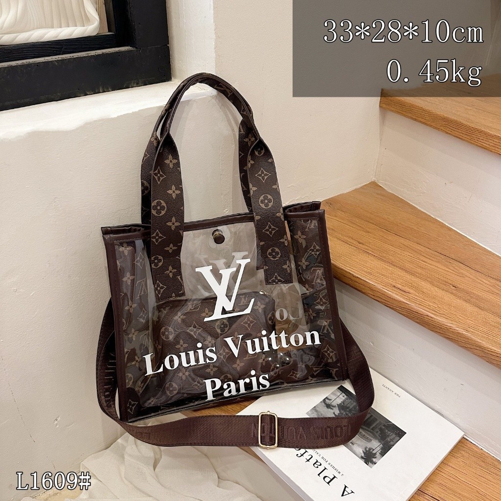 Women Transparent Shoulder Tote Bag VV//LL Print Letter Handbag Korean ...