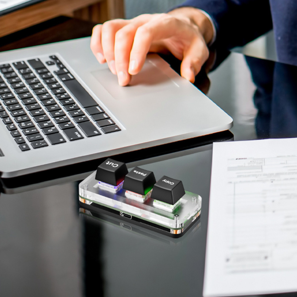 Keepdreaming Rgb Mini Cut Copy Paste Keyboard 3 Key Ctrl X C V Shortcut One Handed Keyboard Usb