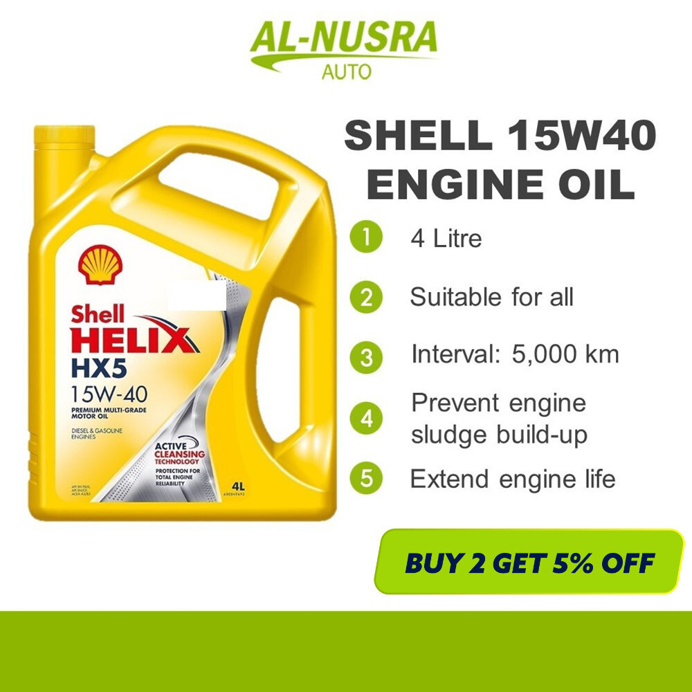 SHELL 15W40 ENGINE OIL HELIX HX5 4L MINYAK HITAM MINERAL 15W-40 MINYAK ENJIN (VIOS / MYVI / CITY ...