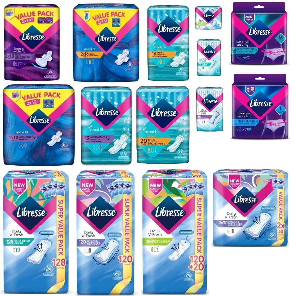 LIBRESSE Feminine Care Maxi Night Secure V-Fresh Liner 24cm/32cm (2x10s ...