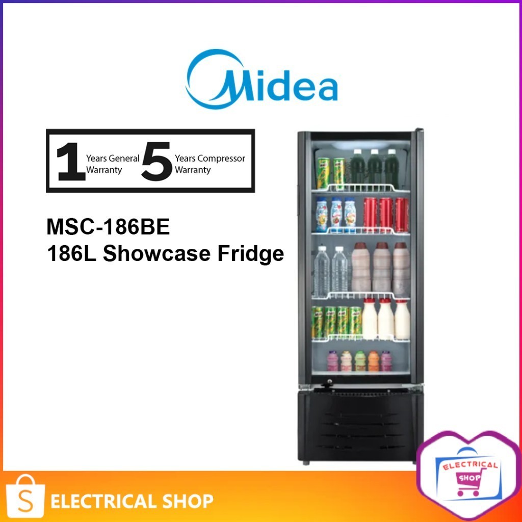 Midea Showcase Cooler - Upright Chiller (187L) MSC-186BE | Shopee Malaysia
