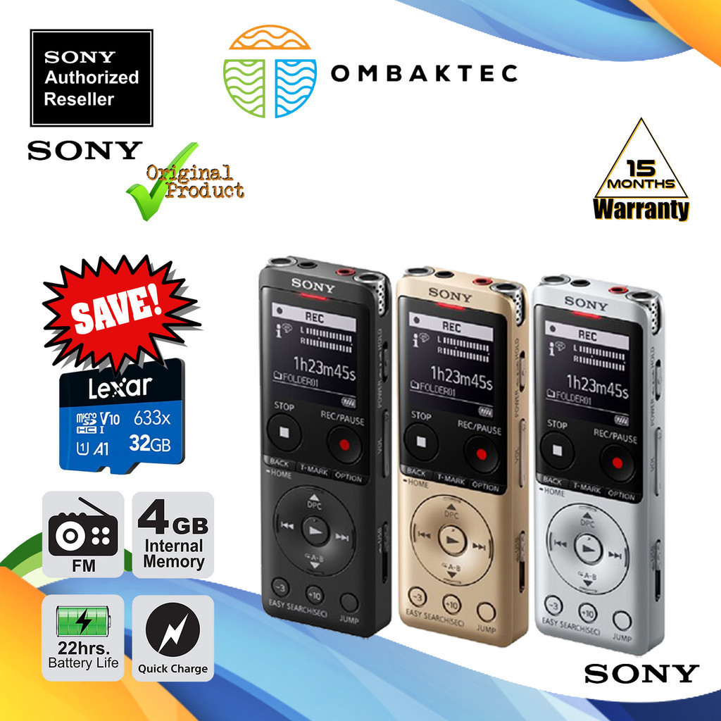 Sony ICD-UX570F Stereo Digital Voice Recorder with Noise Reduce ...