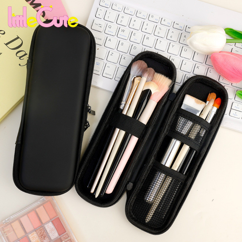 Black PU Mesh Storage Bags - Zipper Long Strip EVA Bag - Portable ...