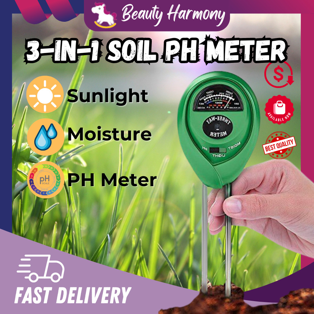 3 in 1 Soil PH Meter Gardening Tool Soil Tester Kit with Moisture Light ...