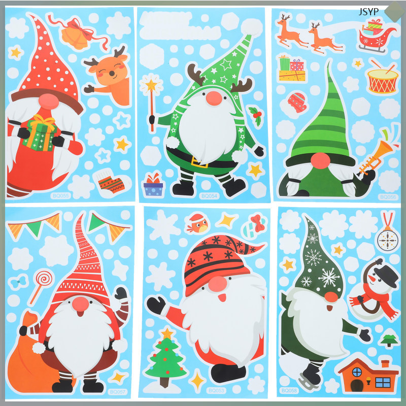 Gnome Window Clings Snowflake Decorations Christmas Shopping Mall Glass ...