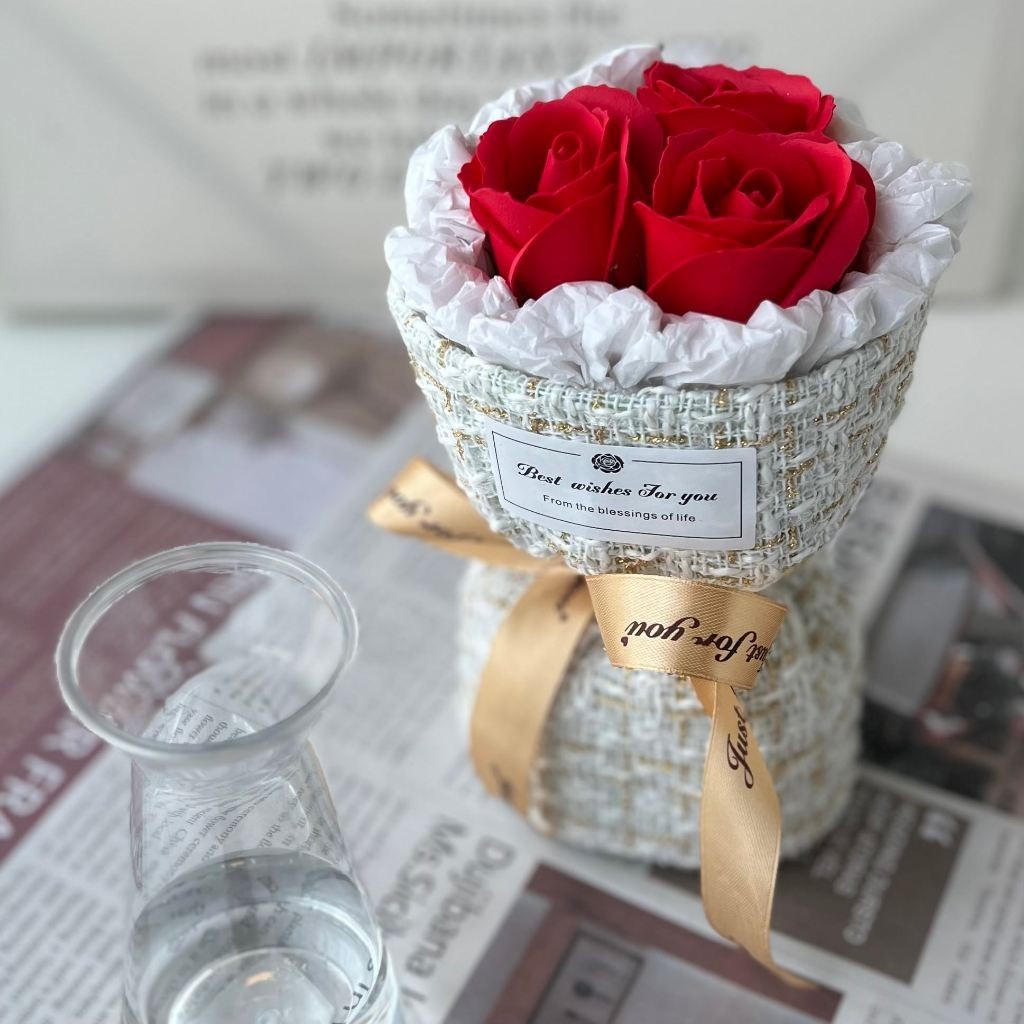 3 Stalk SOAP ROSE MINI Bouquet Valentine Gift Birthday Romantic 520 ...