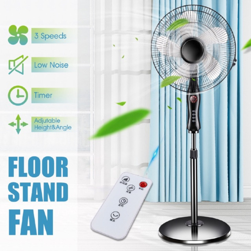 60W 16 Inch Floor Stand Fan Mechanical / Remote control Air Cooler ...