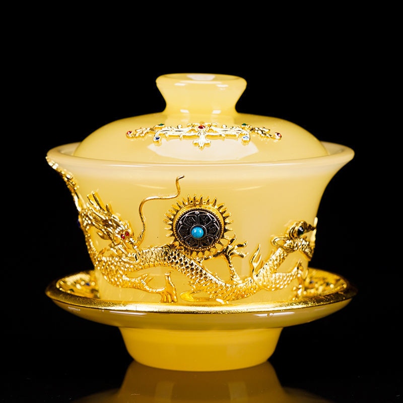 [6147 People Collection] Luxury Glass Jade Porcelain Glass Cover Bowl ...