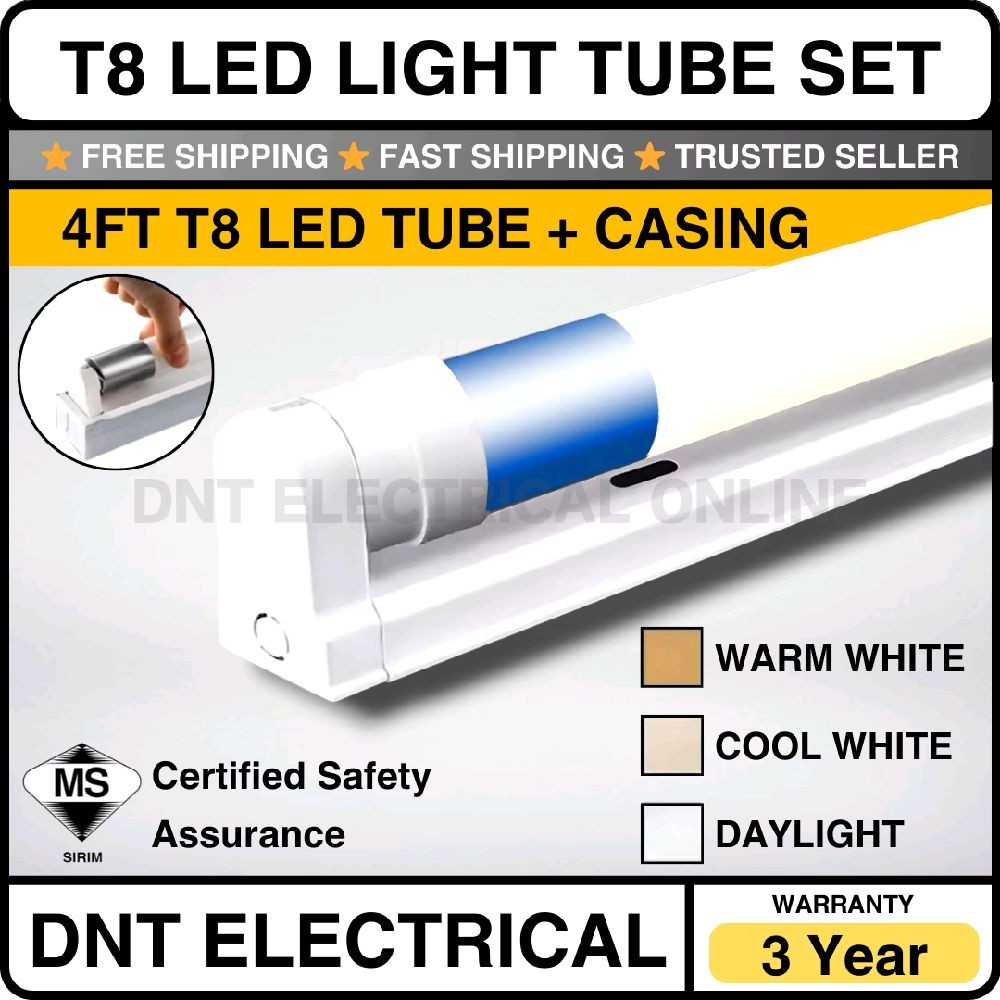 (Full Set) T8 LED Light Tube Set 10W 20W 24W 36W 55W Daylight Tube With Casing Siling ...