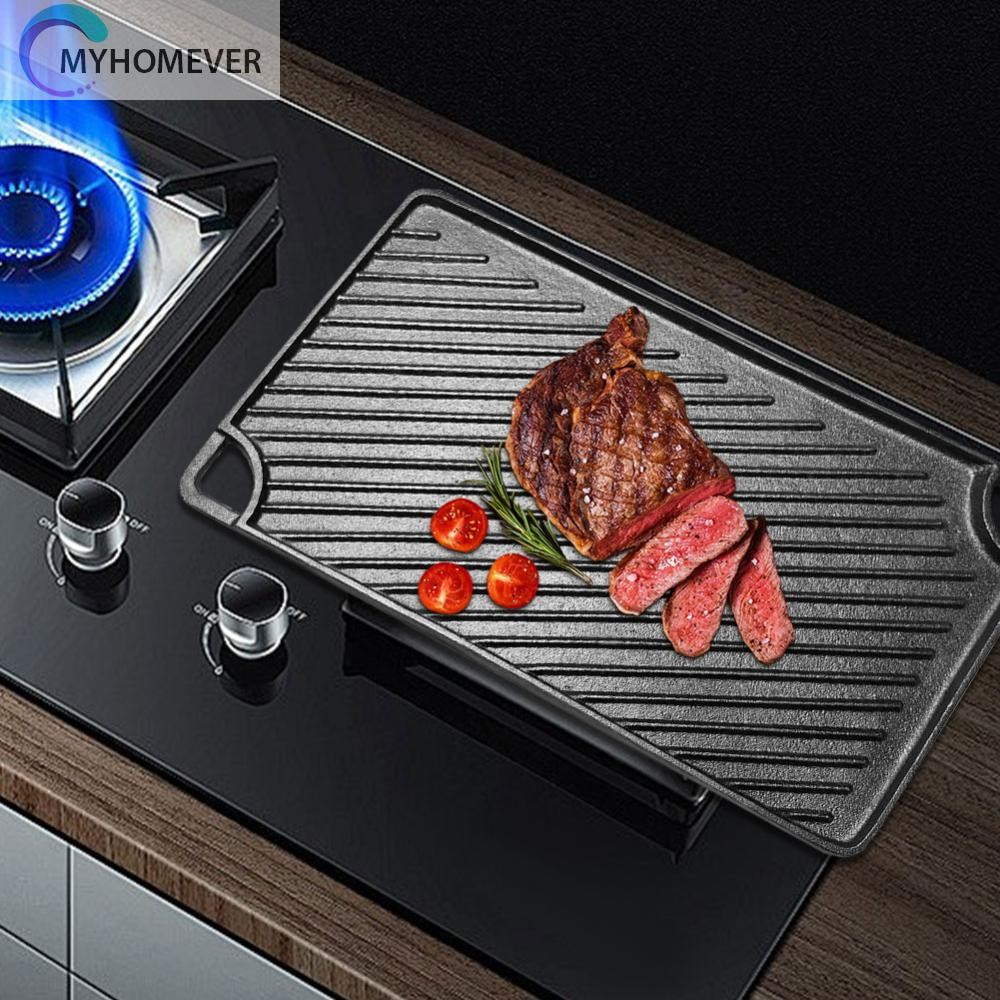 16.5X9.5 Inch Cast Iron Grill Plate Reversible Griddle Pan for Camping ...