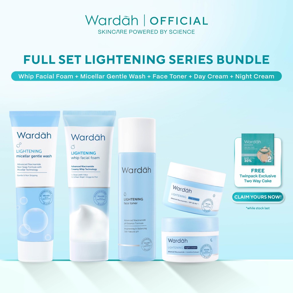 Wardah Full Set Lightening Series Bundle - Gentle Wash + Face Toner ...