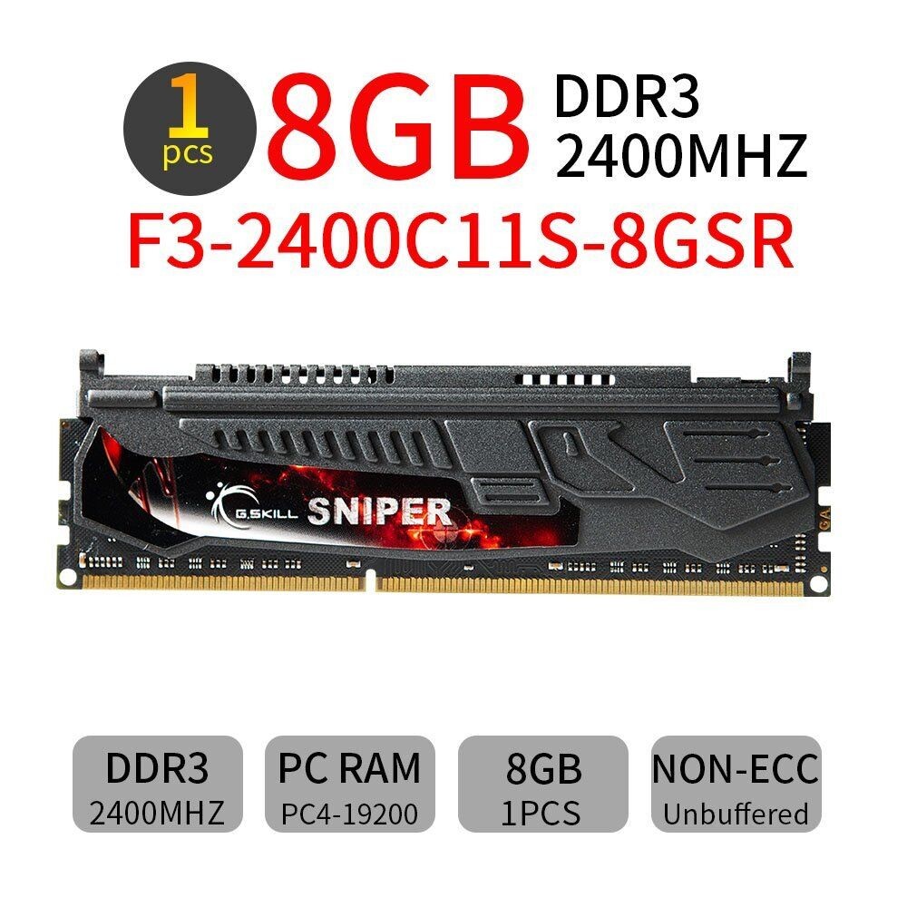 For G.SKILL Sniper 8GB DDR3 OC 2400MHz PC3-19200U 240Pin DIMM Desktop ...