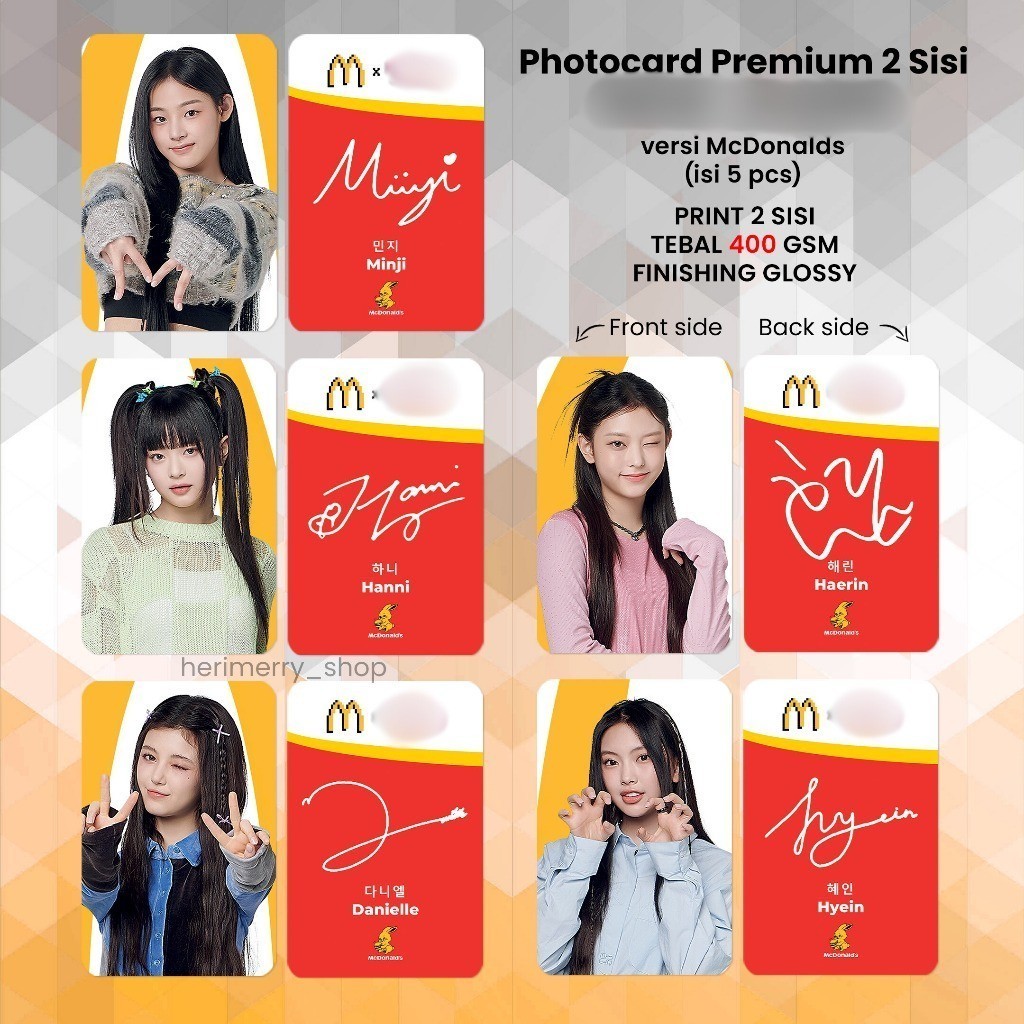 (CONTAINS 5 PCS) NJZ Brand Photocard - Premium Photocard 2 Sides Kpop ...