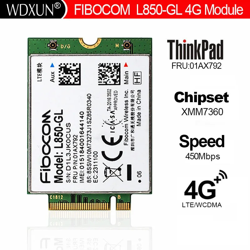 4G LTE Wireless Module Fibocom L850-GL FRU 01AX792 M.2 WWAN Card For ...