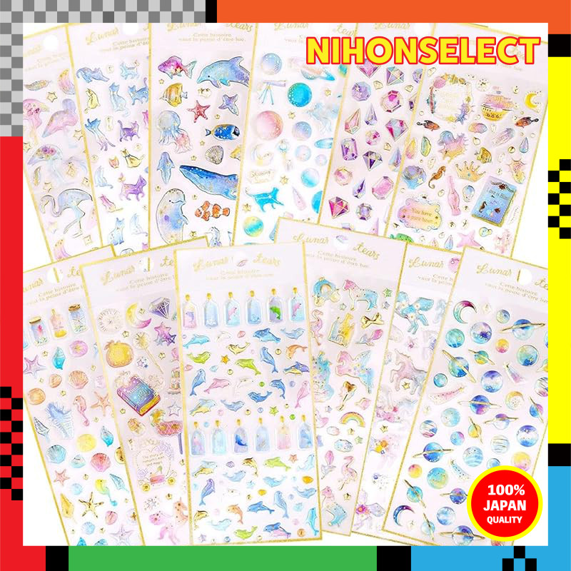 3D Sparkling Sticker Set - 12 Designs (Gemstones, Zodiac, Animals, Sea ...