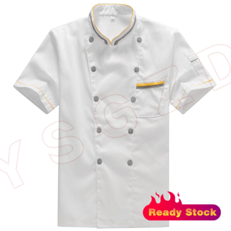 Pakaian Kerja Chef Musim Panas untuk Lelaki, Lengan Pendek dan Lengan ...