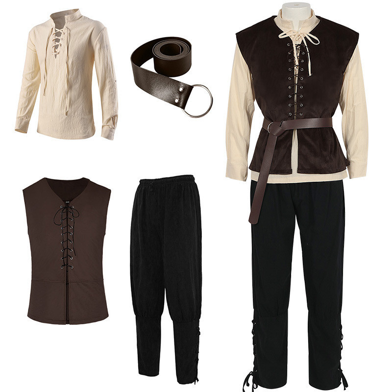 Men Medieval Costume Middle Ages European Poor Cosplay Costume | Shopee ...