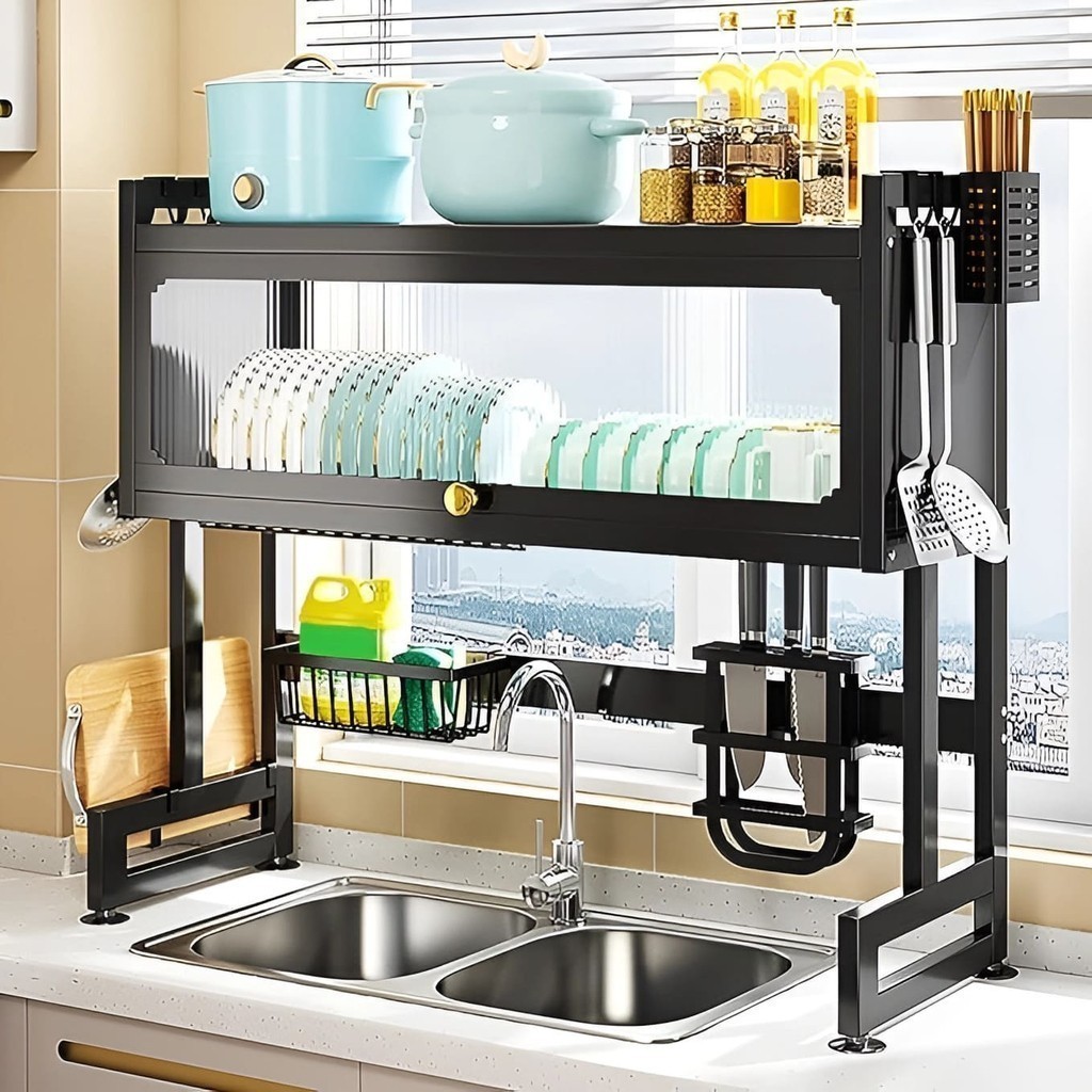 Ivy Dish Cabinet Rack Over-The-Sink Dish Drainer Drying Rack Plate ...