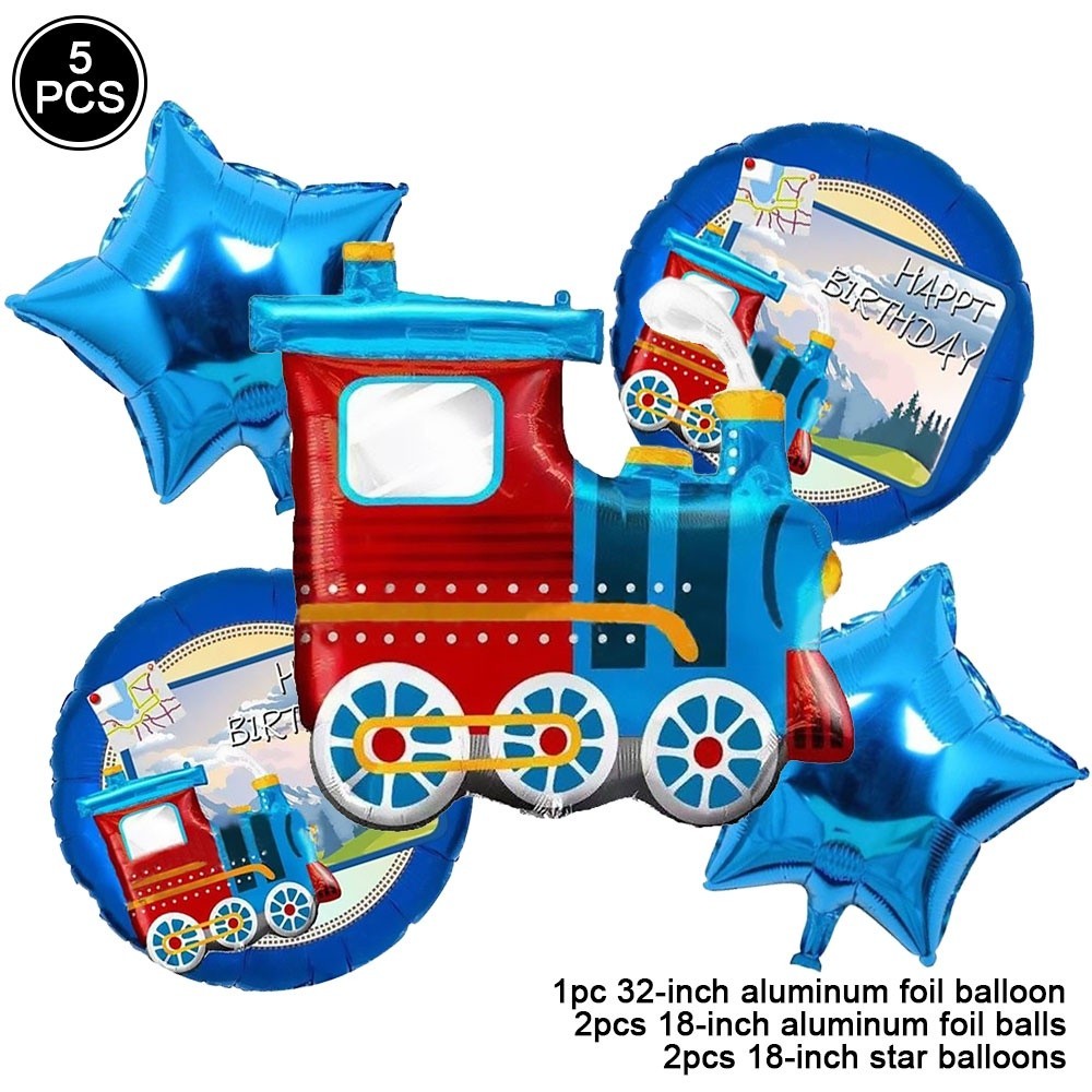 Cartoon Sightseeing Train Theme Creative Round Aluminum Film Balloon ...