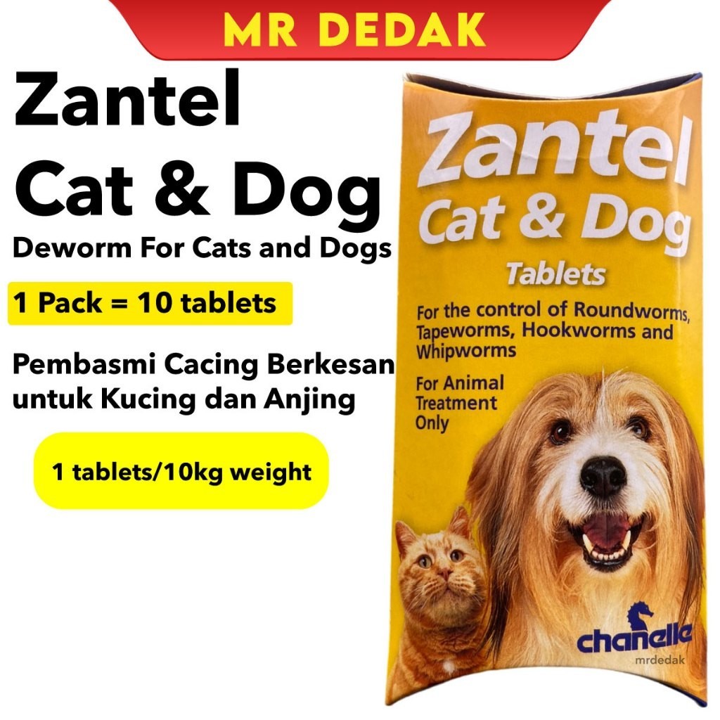 [1 Pack] Zantel Cat And Dogs Deworm For Cats and Dogs Pembasmi Cacing ...
