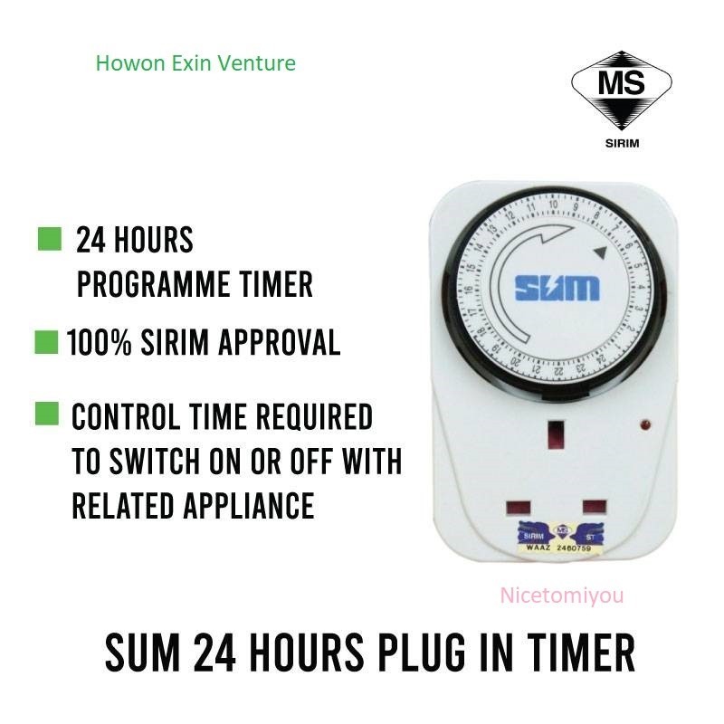 Original Sum 24 Hours Analog Programmer Timer 3pin Plug In Timer | Shopee Malaysia