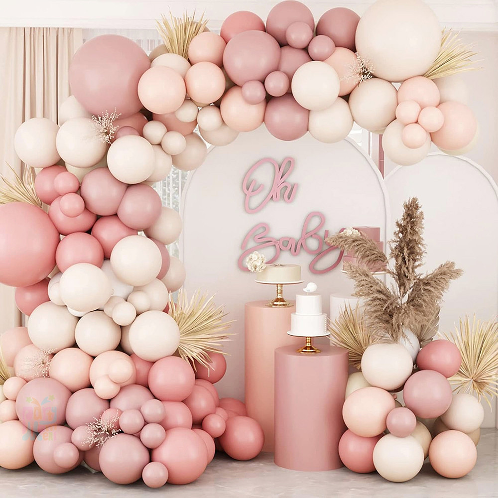 105pcs Blush Pink Ivory White Balloon Garland Dusty Pink Retro Balloon Arch for Wedding Birthday ...