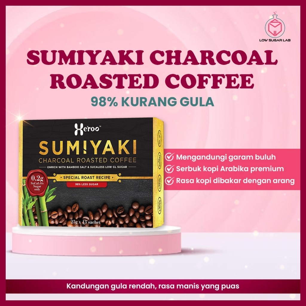 [SuCaLess] Heroo Sumiyaki Charcoal Roasted Coffee 13's x 25g HALAL (98% Less Sugar) | Shopee ...