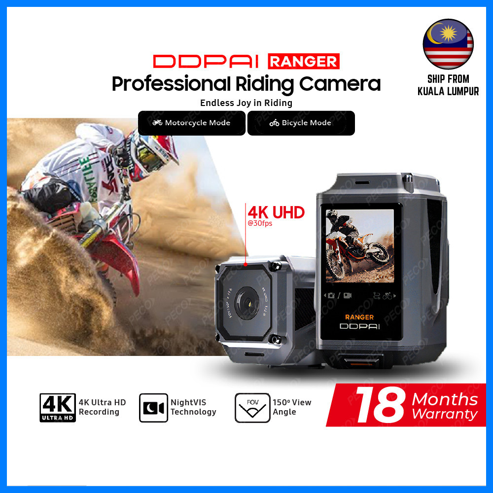 DDPAI Ranger 4K UHD Professional Riding Cameran Triple Intelligent ...