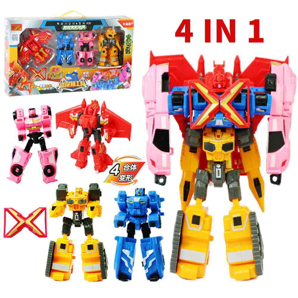 4-in-1 Agents Mini Transformers Genesis Fighting Mecha Boy Robot Toy ...