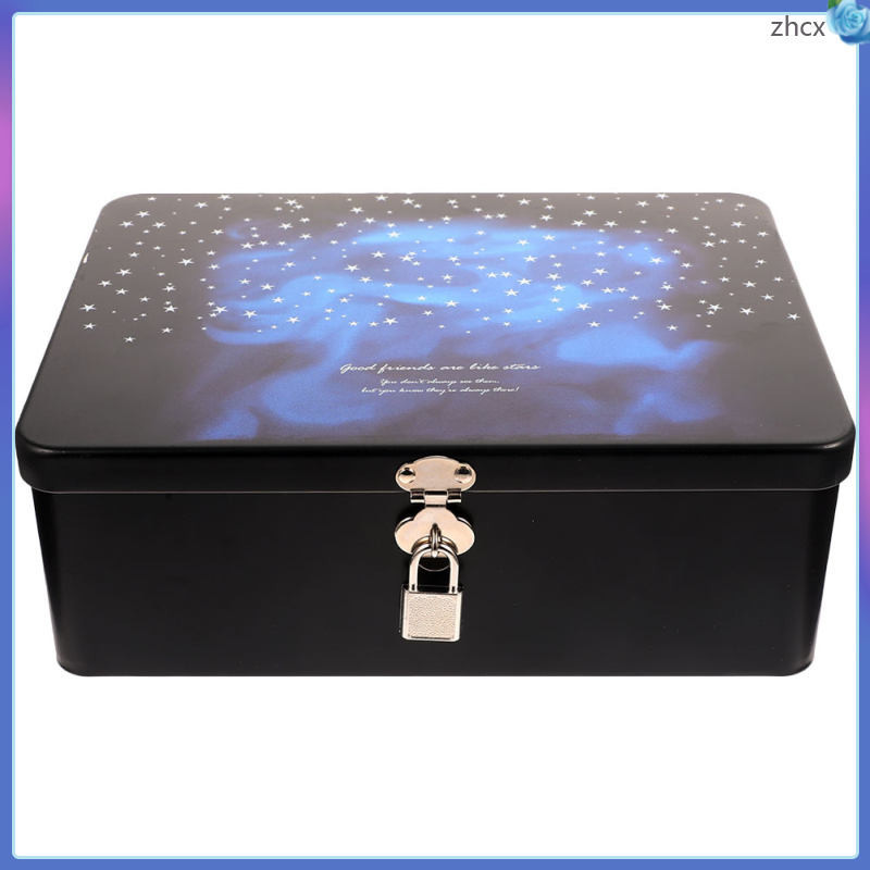 Vintage Decor Storage Bins with Lock Tins Jewelry Organizer Box ...