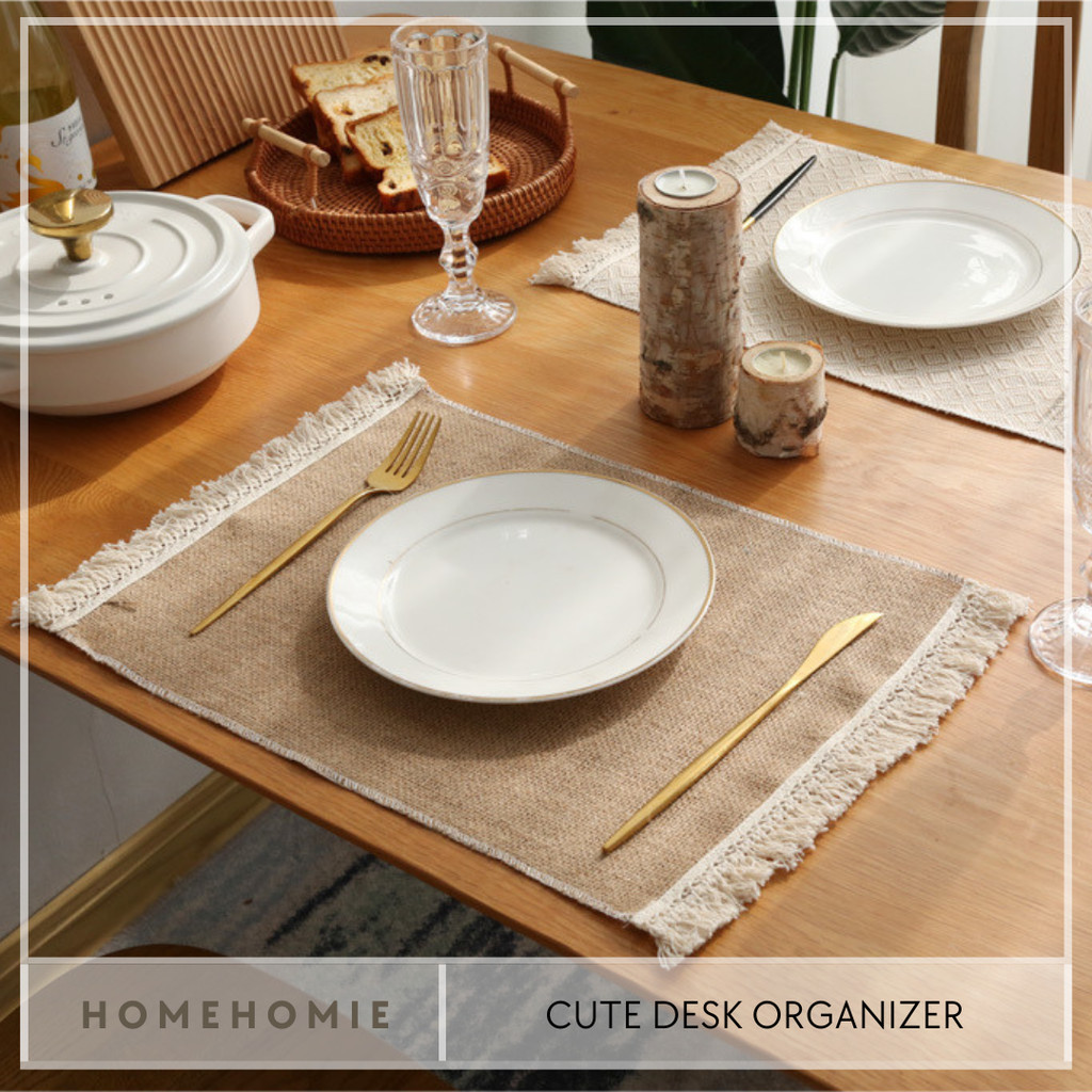 Homehomie Rustic Dinner Cutlery Plate Setting Table Mat Dining Table ...