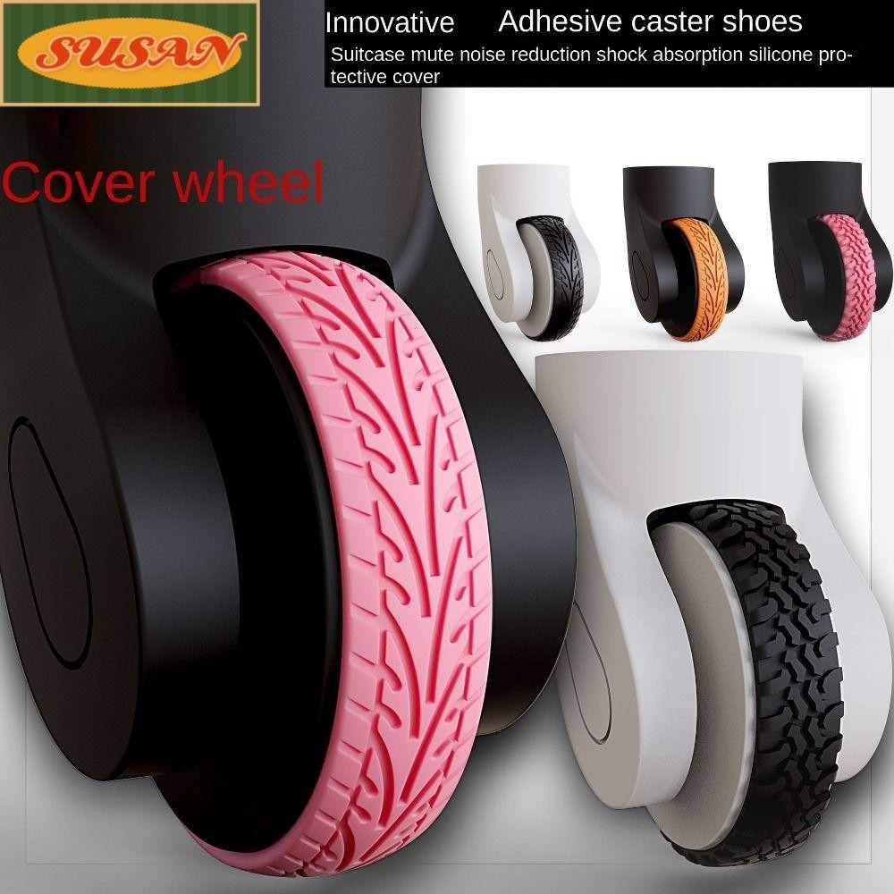 SUSANS 4Pcs Luggage Wheels Protector, Damping Noise Wheels Guard Cover ...