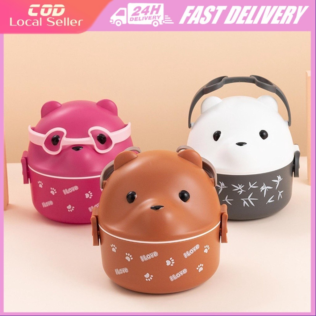 Portable Bento Box Double Layer Leak Proof Lunch Box Containers Cute ...