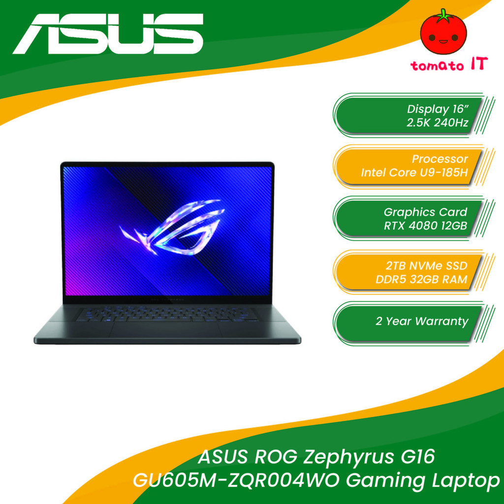 ASUS ROG ZEPHYRUS G16 16" GU605M-ZQR004WO Gaming Laptop (16" 2.5K/240Hz ...