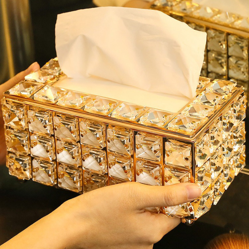 Luxury Crystal Tissue Box Europe Style Paper Towel Box Hotel Living ...