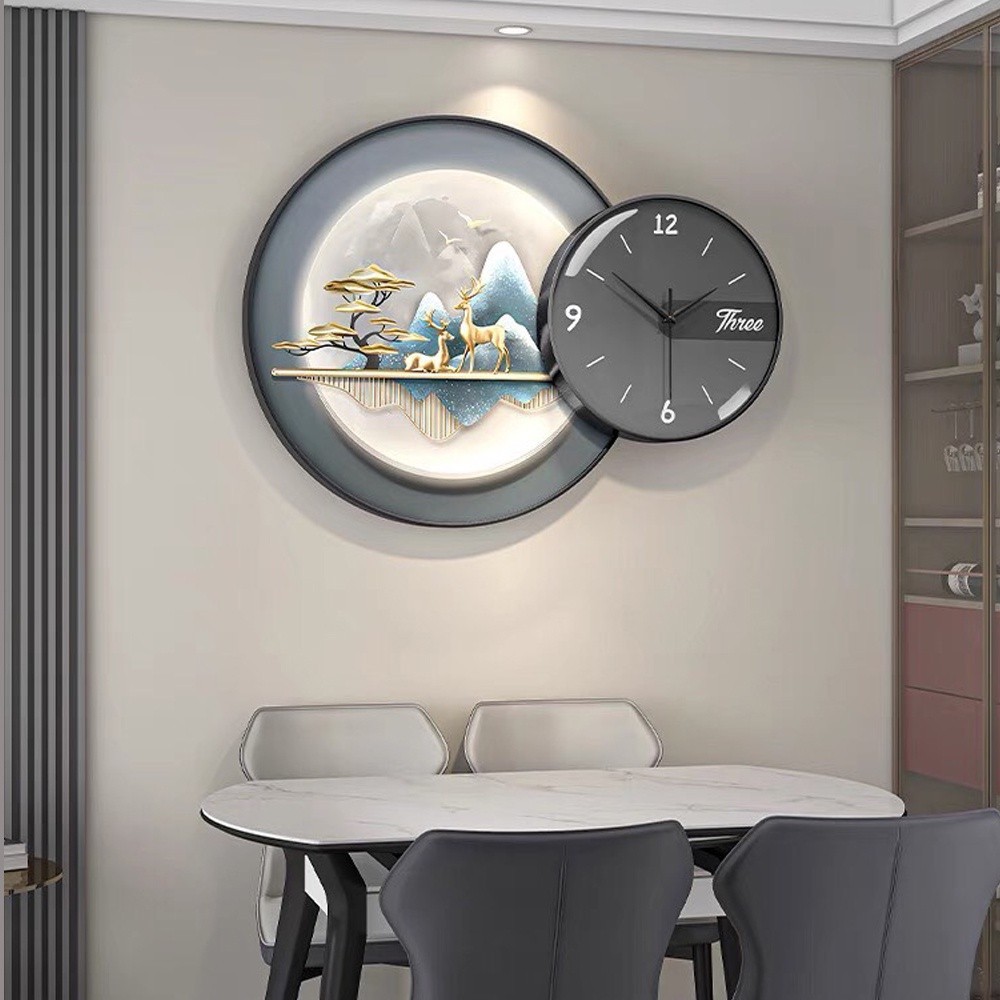 Set of 2 Mirror Clock Paintings/Living Room Paintings/Wall Clocks ...