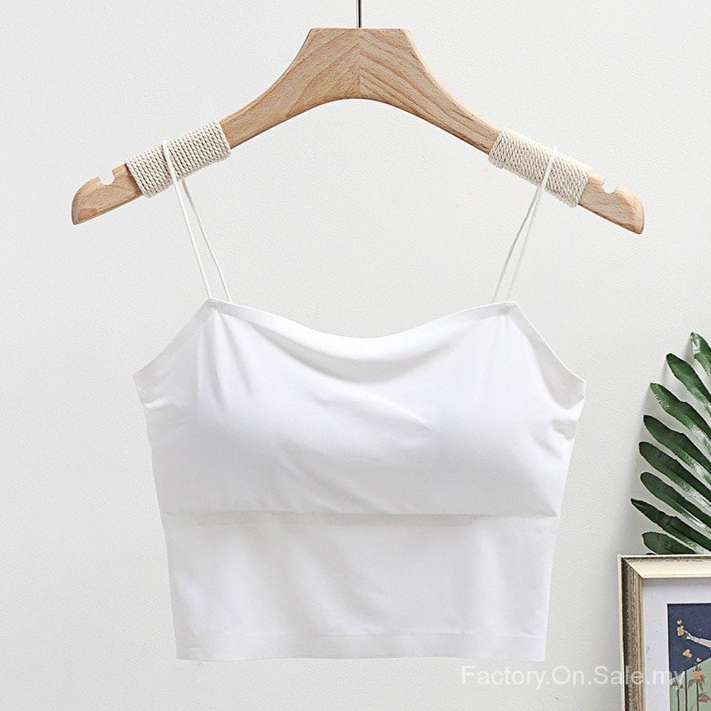 Ice Silk Seamless Beautiful Back Wrap Chest with Chest Pad Korean ...