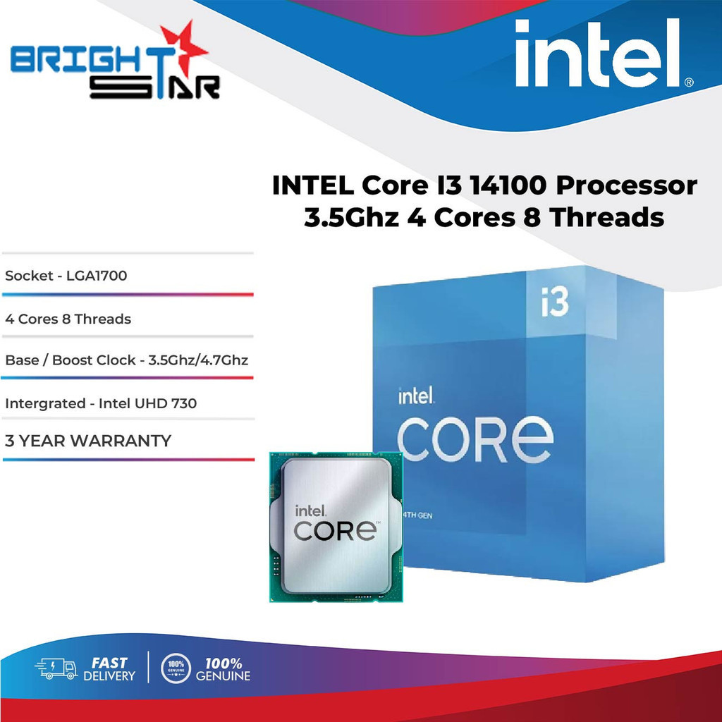 INTEL Core I3 14100 3.5Ghz 14th Gen LGA1700 Processor | Shopee Malaysia