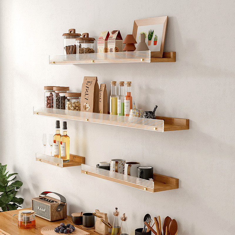 Floating Shelves Wall Mounted Wood Storage Display Shelf Storage Rack ...