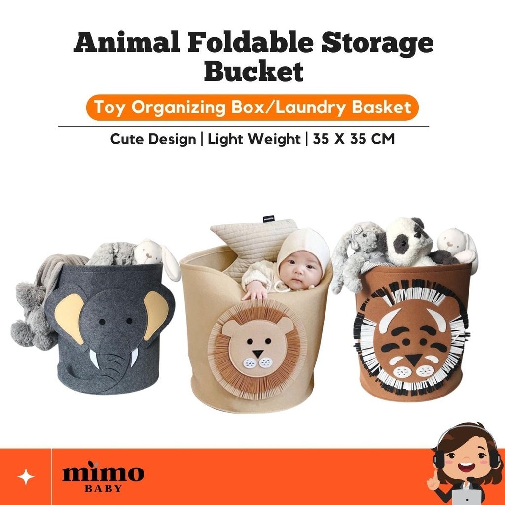 Mimo Cute Animal Foldable Storage Bucket | Shopee Malaysia