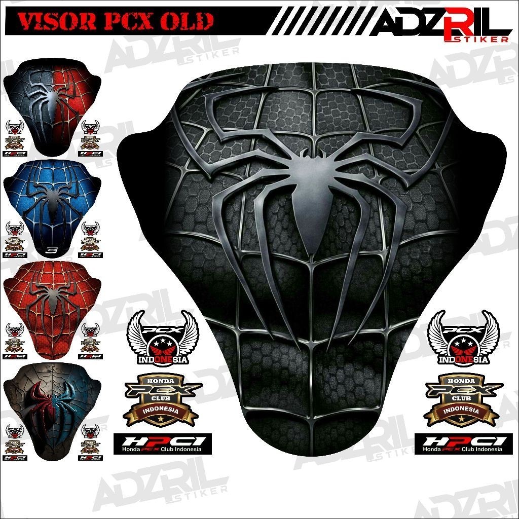 Winshield visor sticker HONDA PCX 150 OLD SPIDERMAN SYMBOL 1.2, AND 3 ...