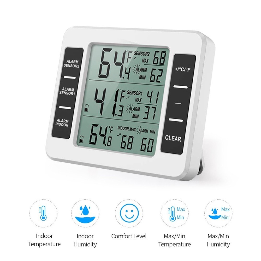 Refrigerator Thermometer Indoor Outdoor Digital Thermometer Remote ...
