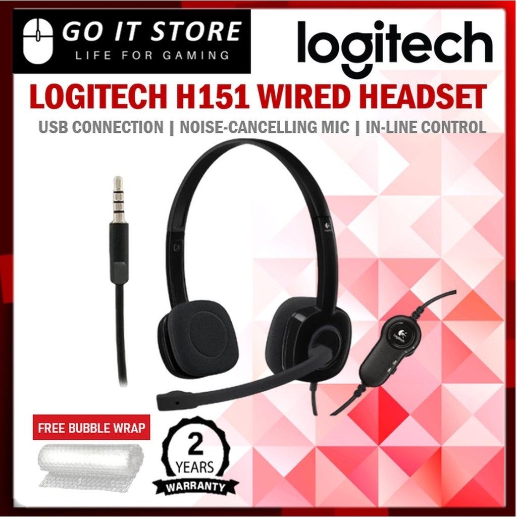 Logitech Headset H151 Wired Headset Stereo Headphones PC,Mac,Laptop ...